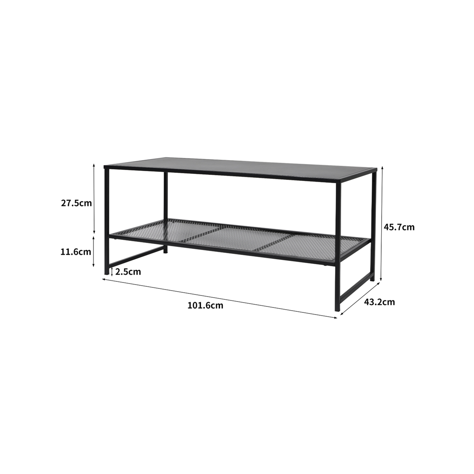 Levede 2-Tier Side Table Spacious Design Steel Home Shelf Waterproof ...