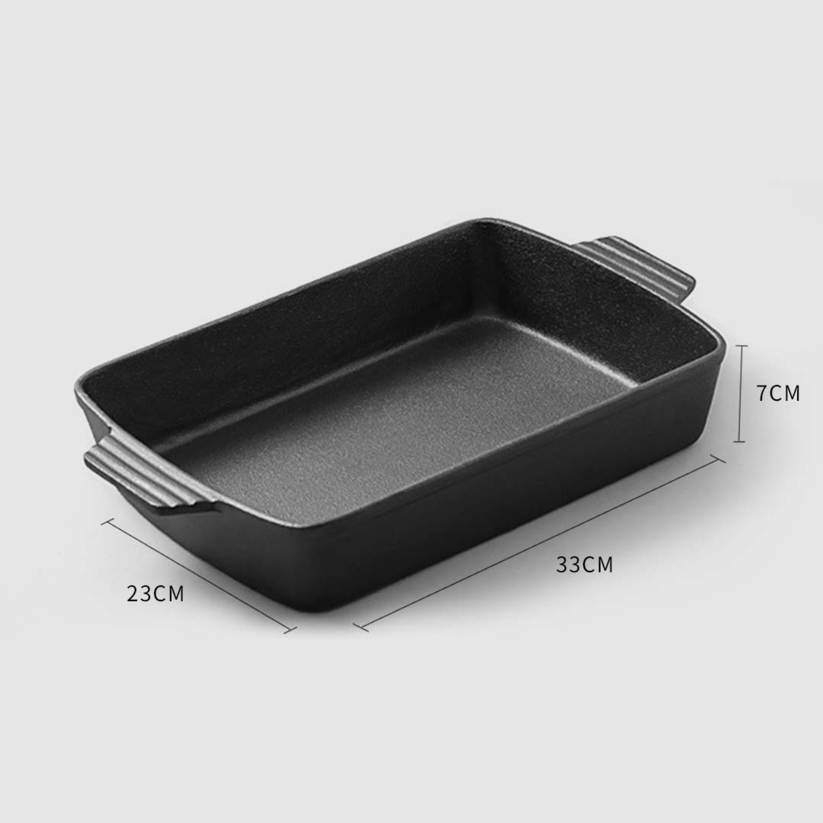 SOGA 33cm Cast Iron Rectangle Bread Cake Baking Dish Lasagna Roasting ...