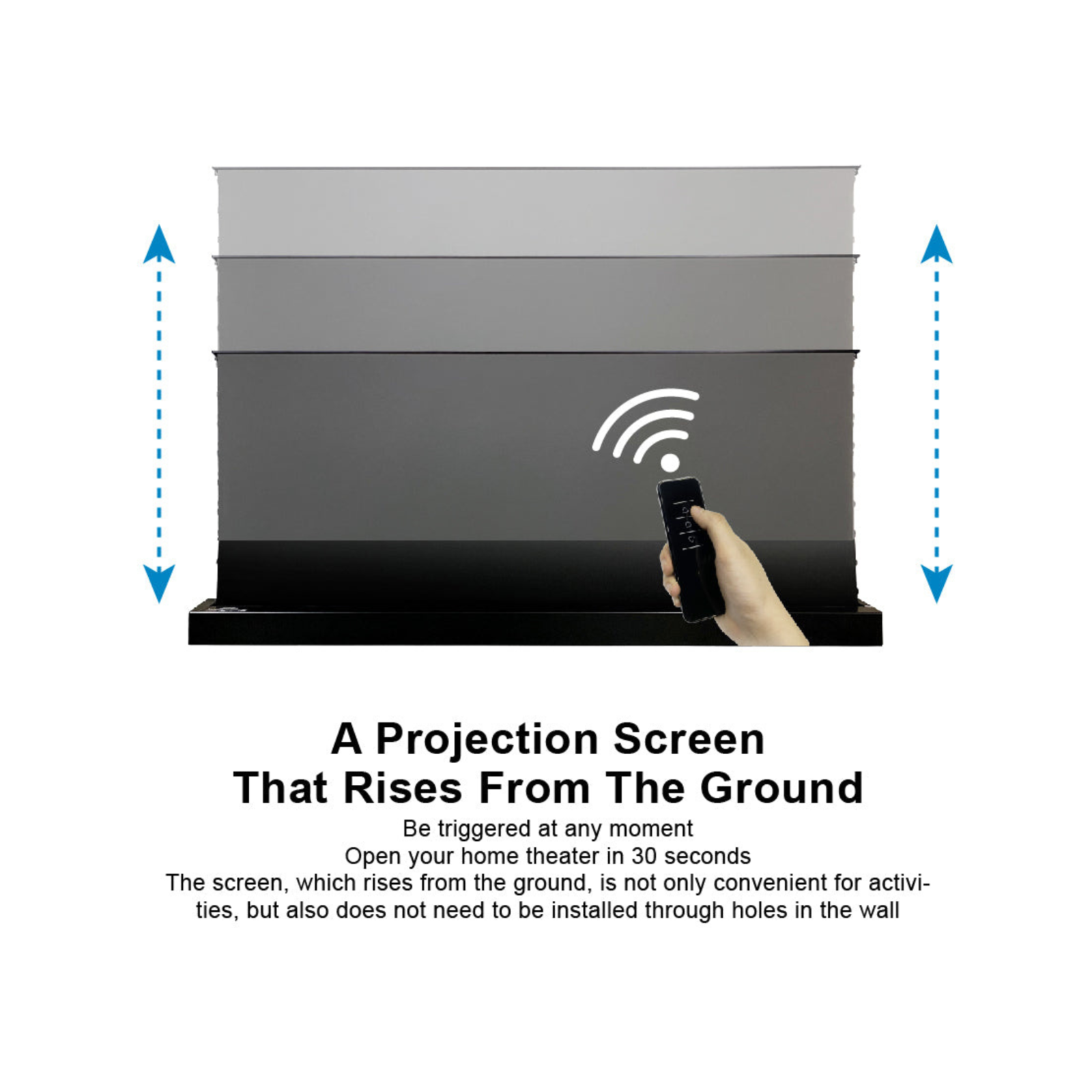 VIVIDSTORM 120Inch Black S PRO Electric Tension Floor Rising Screen ...
