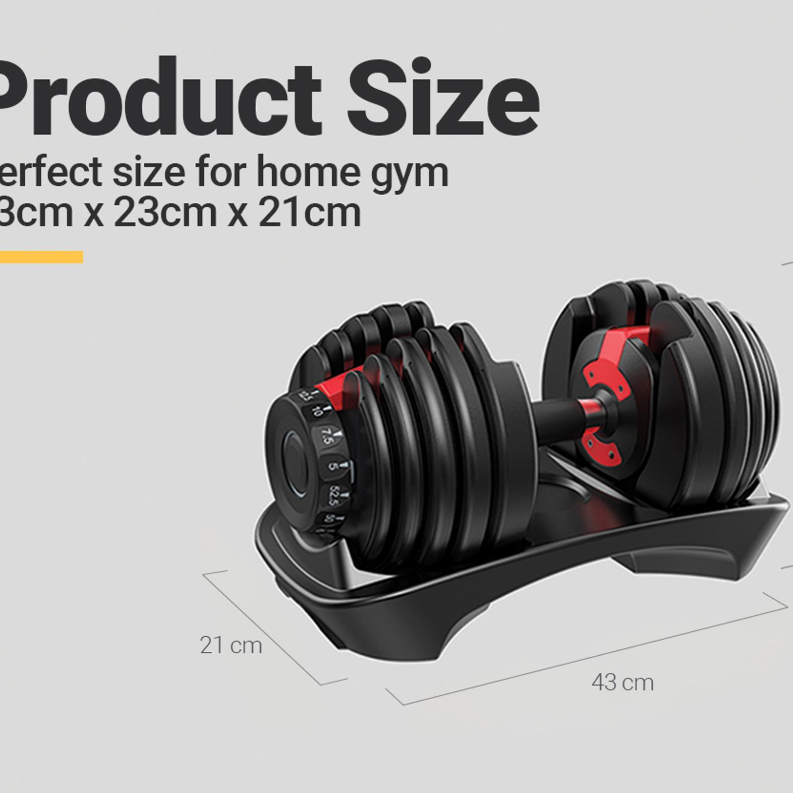 FitnessLab 48kg Adjustable Dumbbell Set Weight Plates 2x 24kg ...