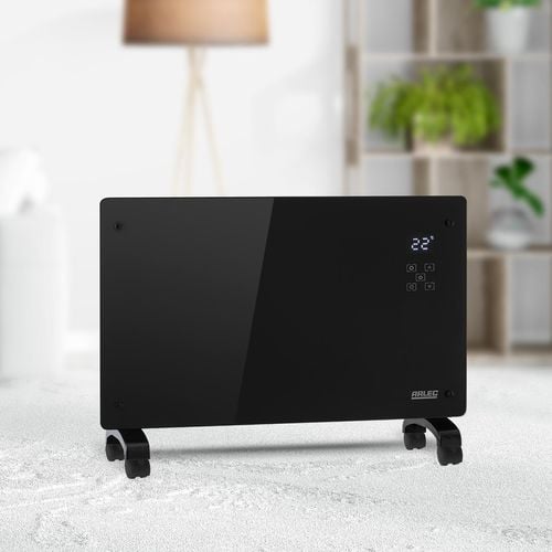 Arlec 2200W Black Glass Panel Heater - Bunnings Australia