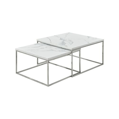 Karma Square Coffee Table Set - Marble white - Bunnings Australia