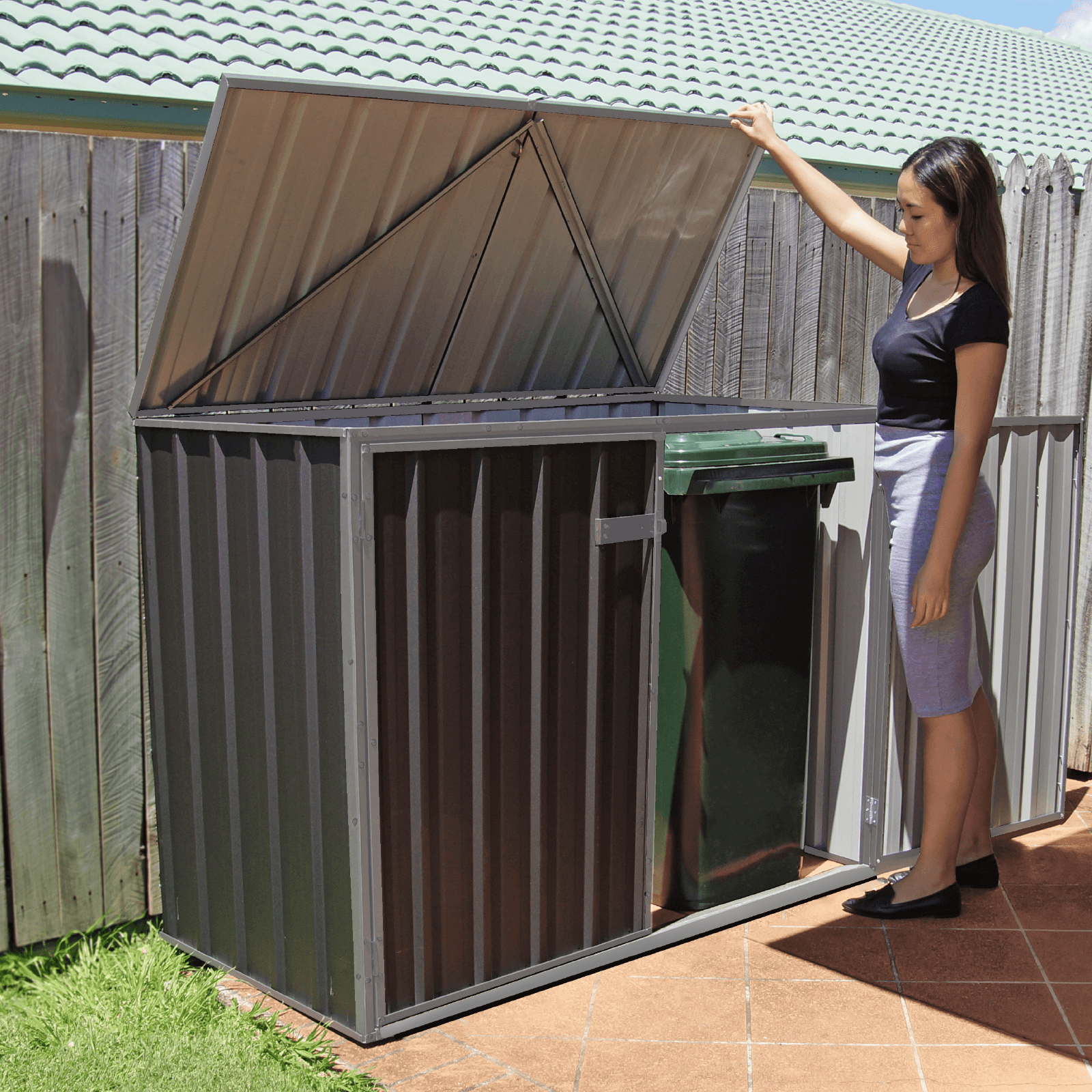Absco Sheds 1.52 x 0.78 x 1.15m Monument Wheelie Bin Cover - Bunnings ...