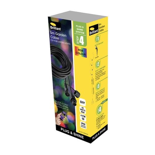 Brilliant Lighting 5m Extension Cable - To Suit RGB Colour Garden Light ...