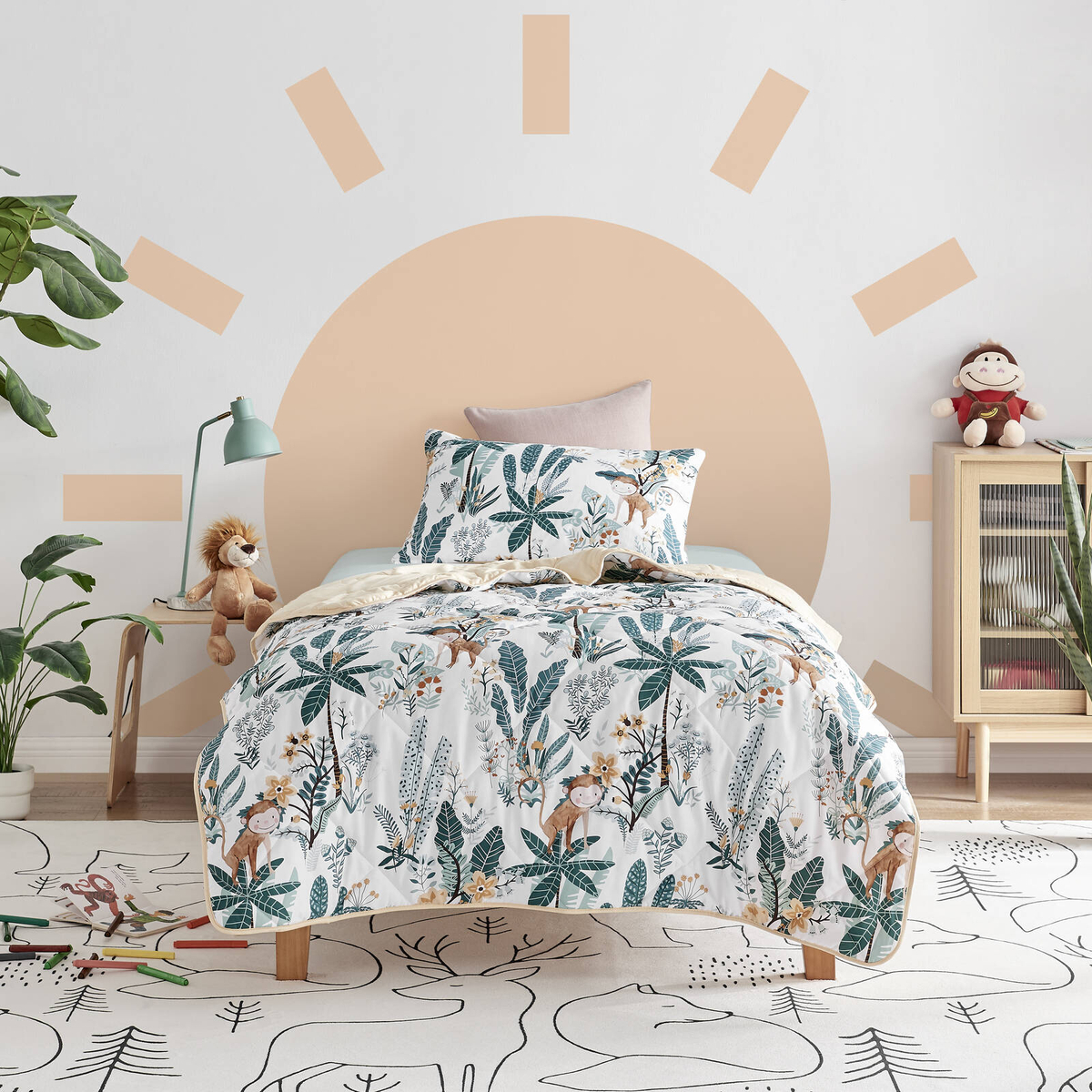 Jack & Ava Comforter Set Cheeky Monkey Double Bed - Bunnings Australia