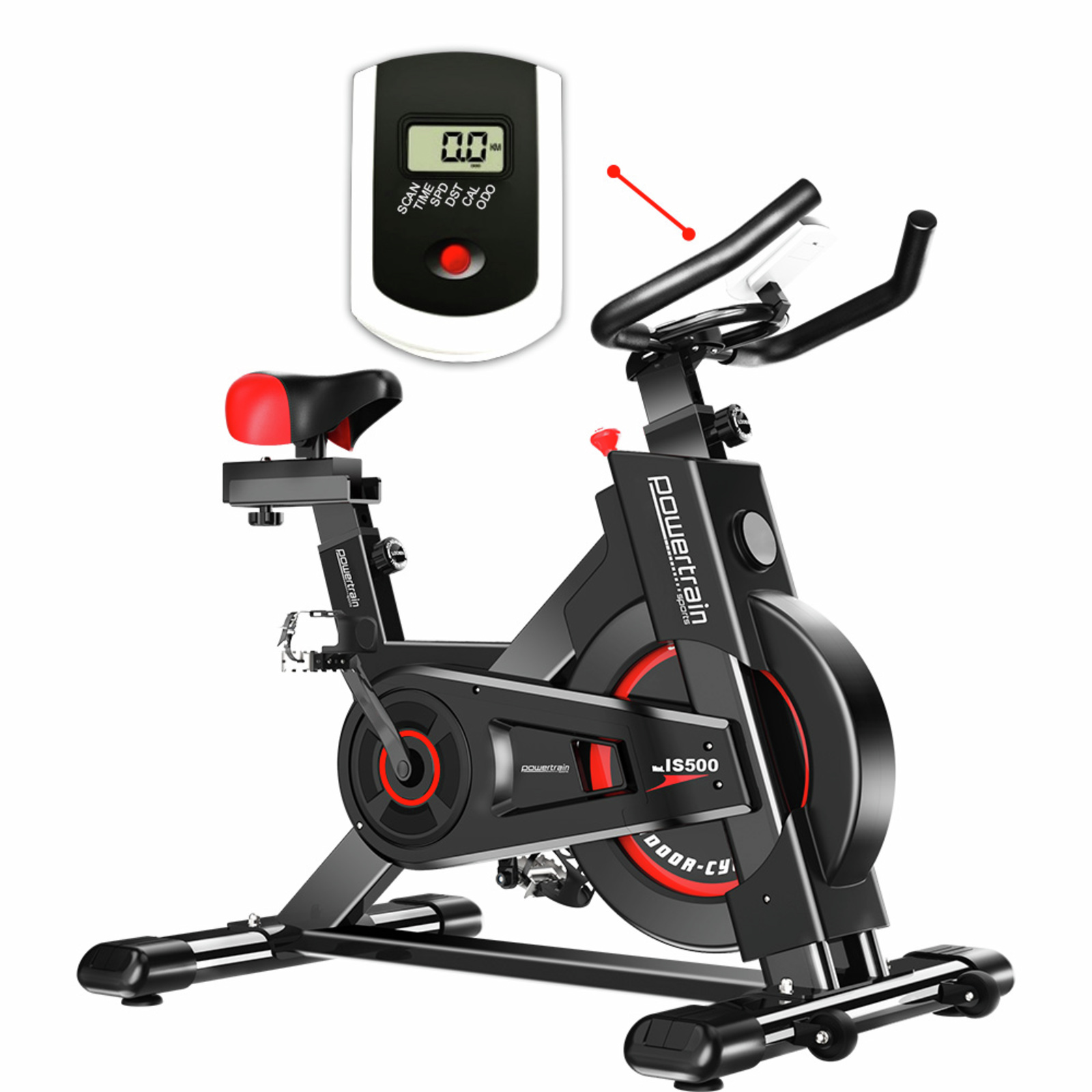PowerTrain Black IS500 Heavy Flywheel Exercise Spin Bike - Bunnings ...