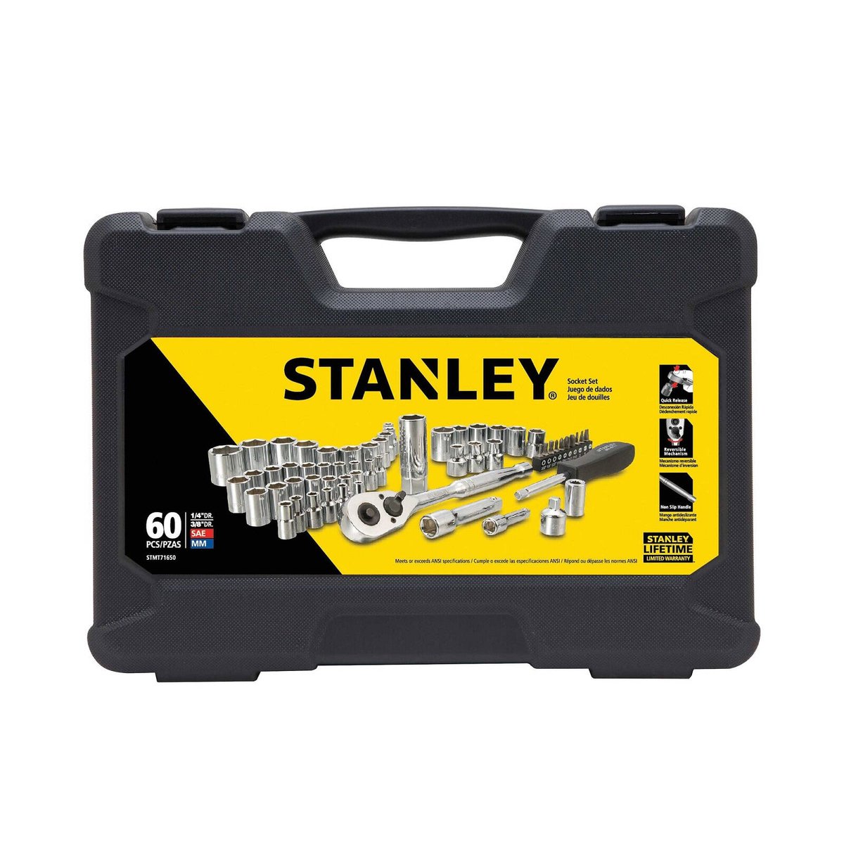 Stanley 60 Piece 1/4” And 3/8” Drive Socket Set - Bunnings Australia
