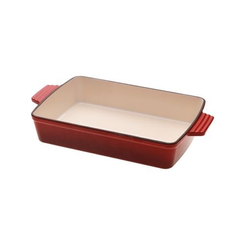 Gourmet Kitchen Cast Iron Rectangular Baking Pan 33cm Black Cherry Red ...