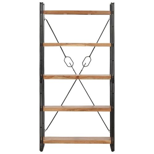 vidaXL Solid Acacia Wood 5-Tier Bookcase 90cm Standing Shelf Book ...