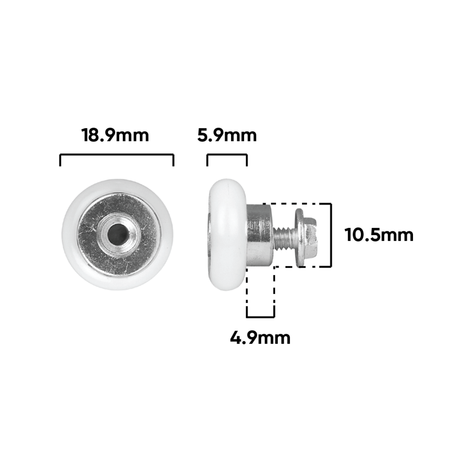 Rolltrak 19mm Acetal Convex Roller With Threaded Stud - Bunnings Australia