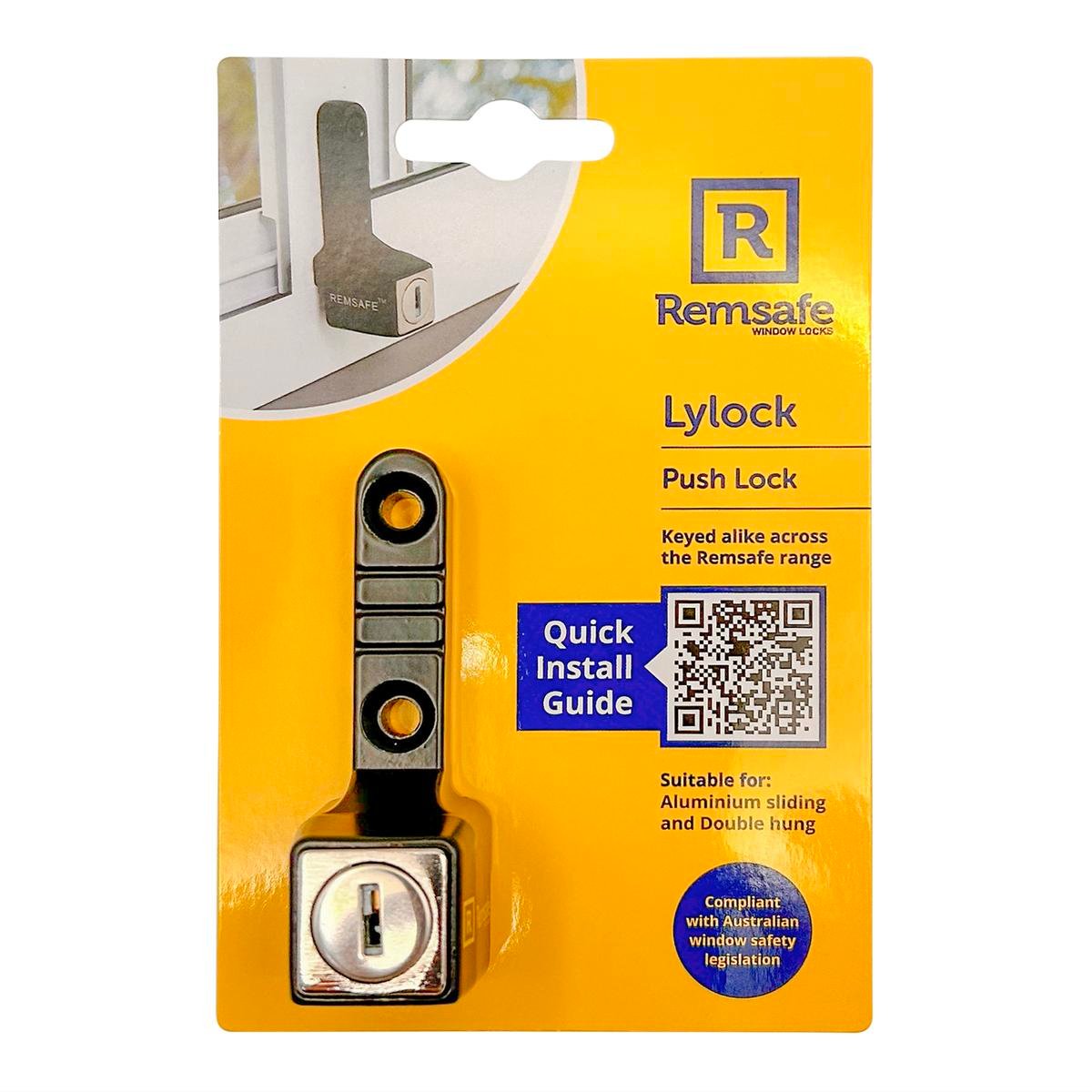 Remsafe Black Lylock Push Lock Window Restrictor - Bunnings Australia