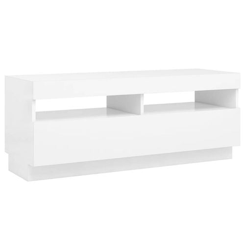 vidaXL TV Cabinet with LED Lights White HiFi Unit Stereo Storage ...
