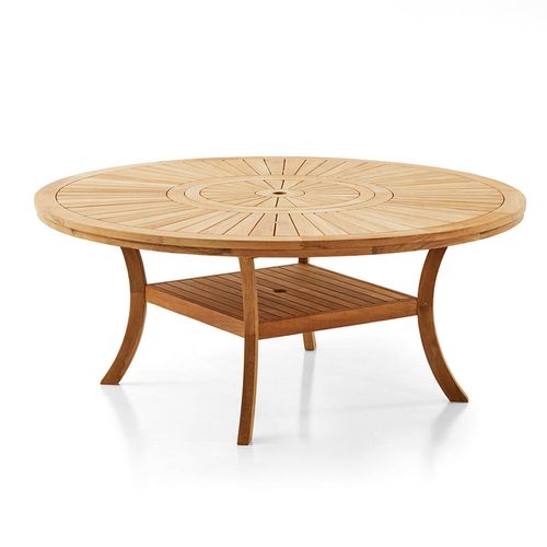 Solomon 1.8M Round Teak Timber Outdoor Dining Table With Lazy Susan ...