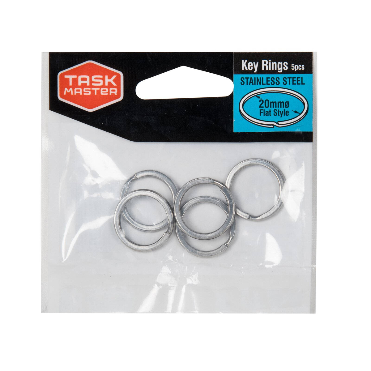 Taskmaster 20mm Stainless Steel Key Ring - 5 Pack - Bunnings Australia