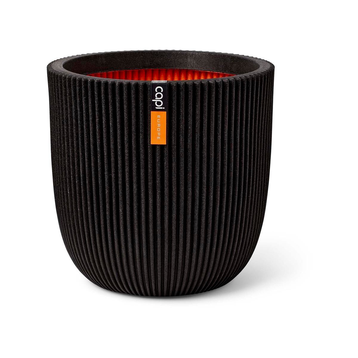 Capi 43cm Black Groove Outdoor Plant Pot - Bunnings Australia