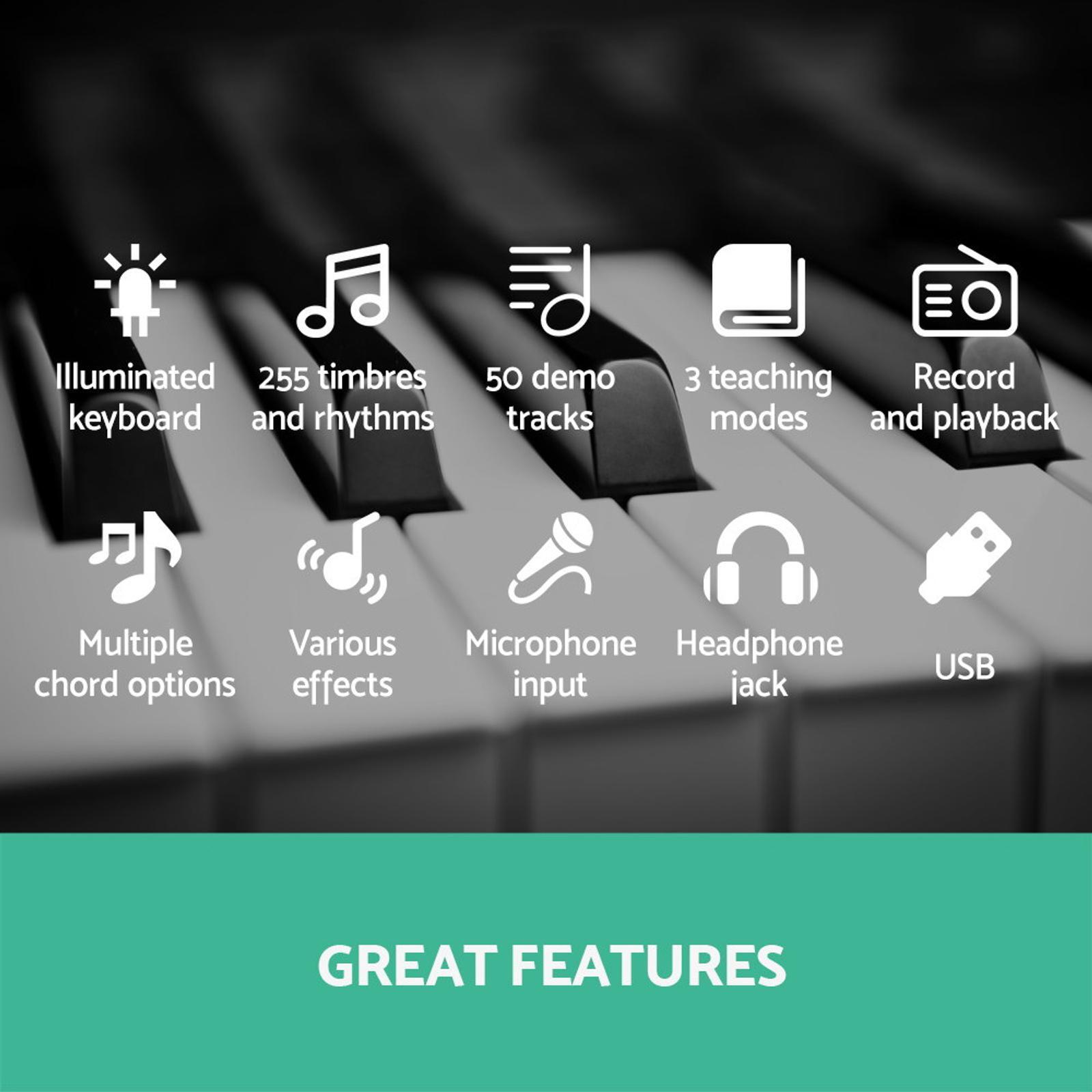Alpha 61 Key Lighted Electronic Piano Keyboard - Bunnings Australia