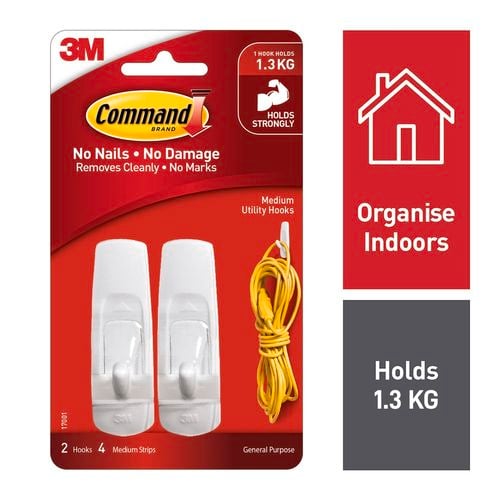 Command™ Medium Hook - 2 Pack - Bunnings New Zealand
