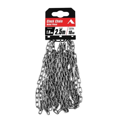 Pinnacle 1.8mm x 2.5m Nickel Plated Clock Chain - Bunnings Australia