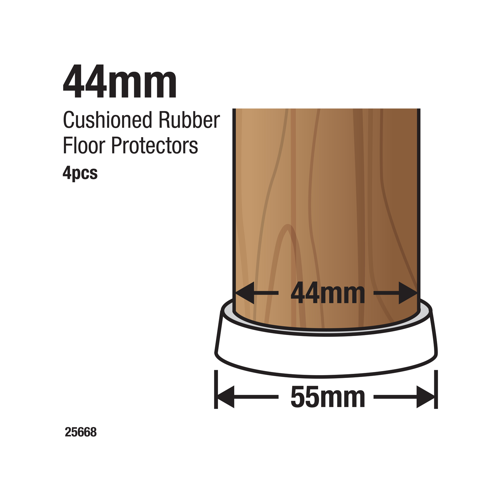Surface Gard 44mm White Round Rubber Base Castor Cup - 4 Pack ...