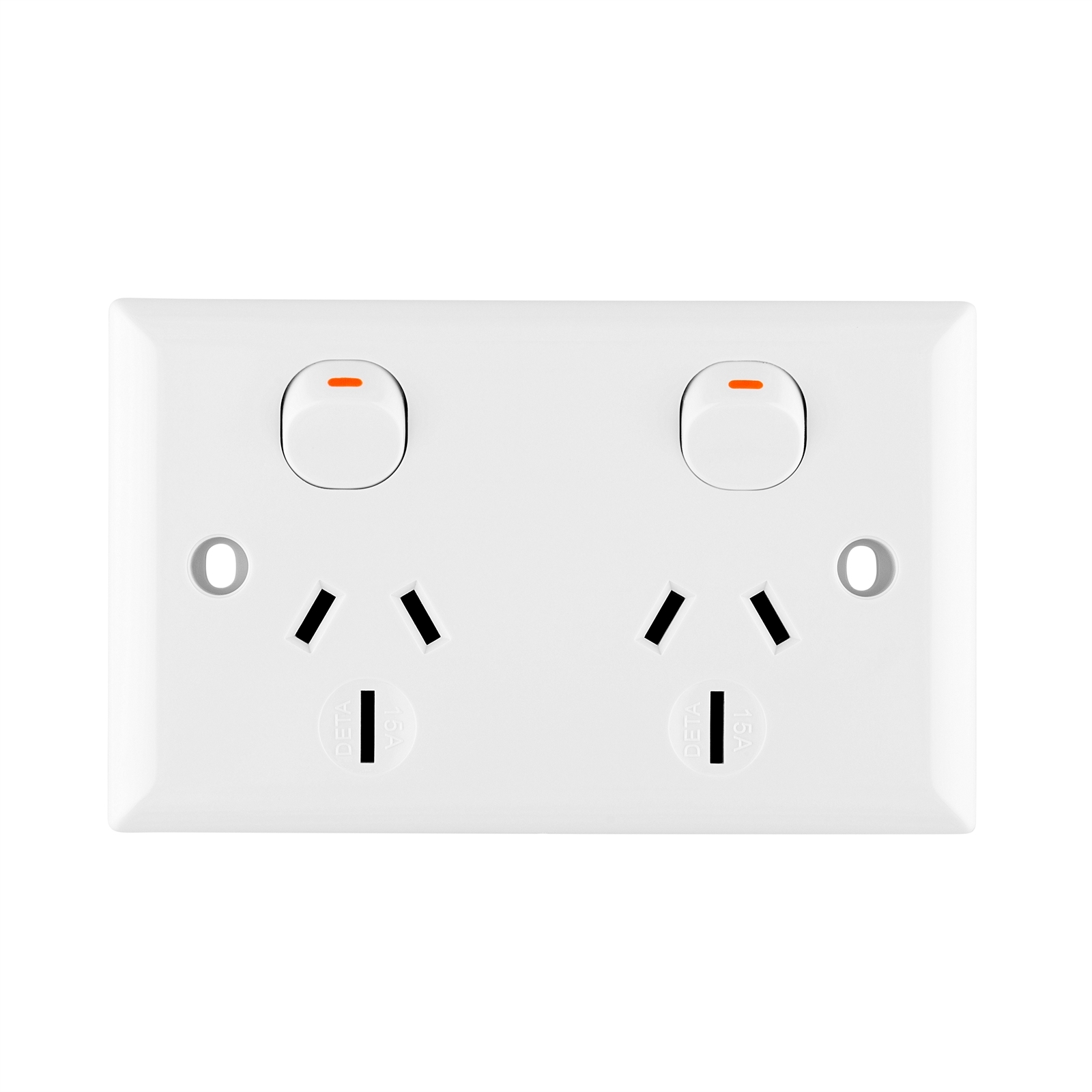 DETA 15 Amp Solid Plate Double Power Point - Bunnings Australia
