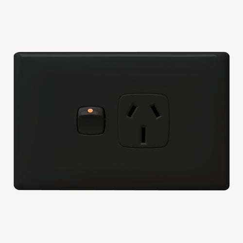 HPM LINEA 15A Single Powerpoint - Black - Bunnings Australia