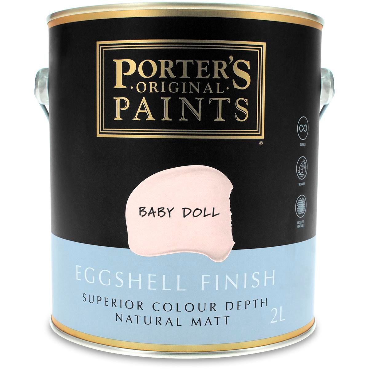 Porter's 2L Baby Doll Eggshell Finish Broadwall Washable Paint ...