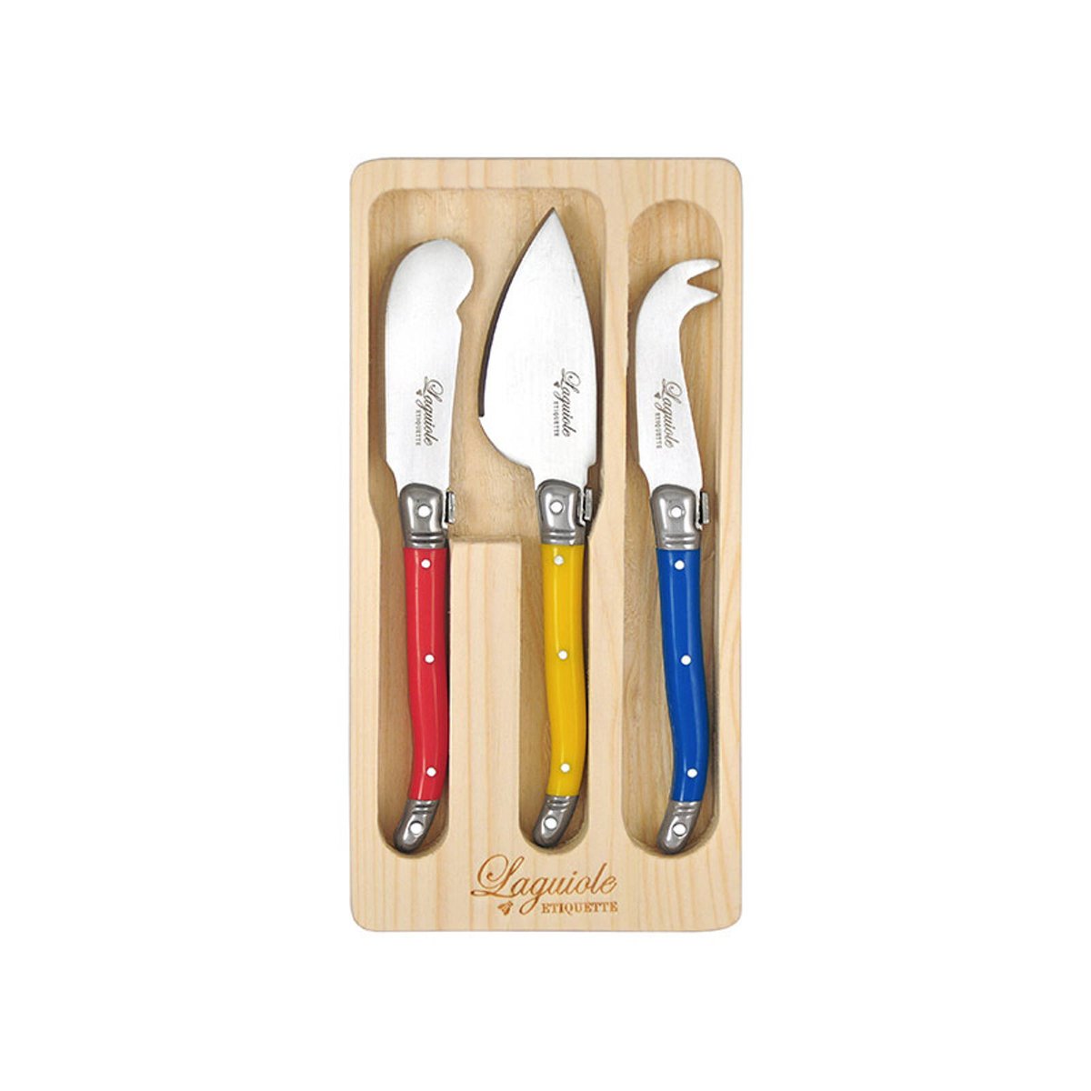 3pc Laguiole Etiquette Mini Cheese Knife Set - Multicolour - Bunnings ...