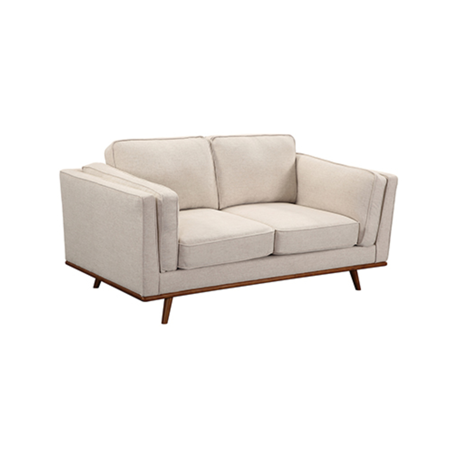 2 Seater Sofa Beige Fabric Modern Lounge Set for Living Room Couch with ...