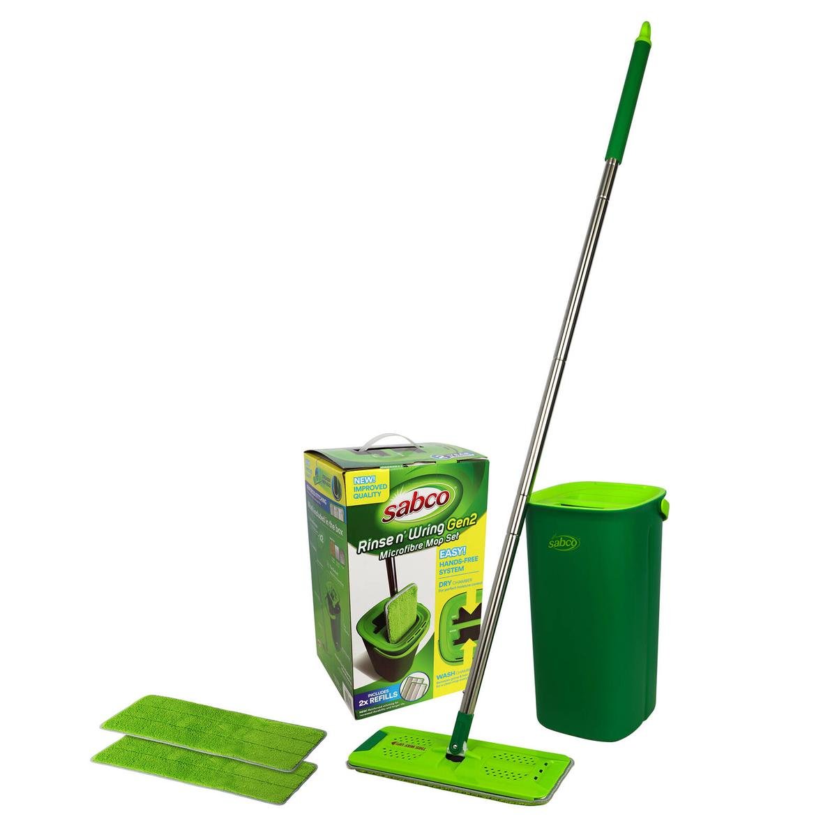Sabco Rinse n’ Wring Gen 2 Microfibre Mop Set with Bonus Refill ...