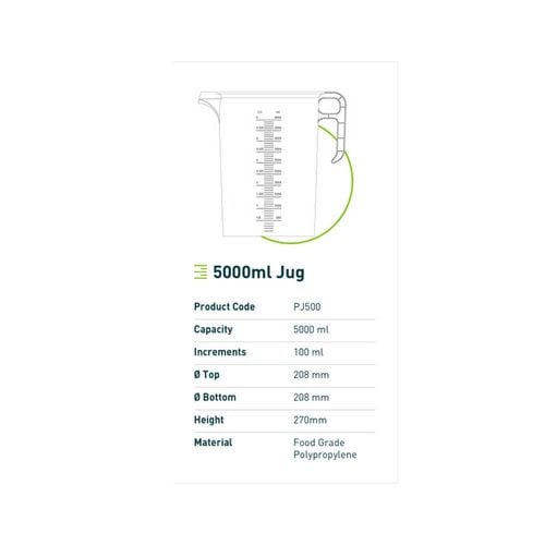 5L Measuring Jug Heavy Duty Clear Plastic Propylene Food Grade BPA 5 ...