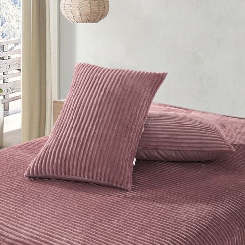 Dreamaker Embossed Teddy Fleece Quilt Cover Set Blush King Single Bed ...