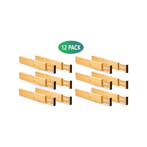 12 Pack Bamboo Adjustable Kitchen Drawer Dividers (Large, 44-55 cm ...