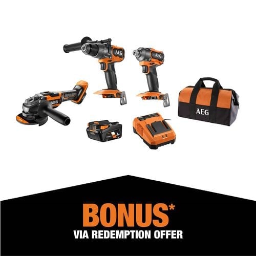 AEG 18V Brushless 3-Piece 5.0Ah Force Kit - Bunnings Australia