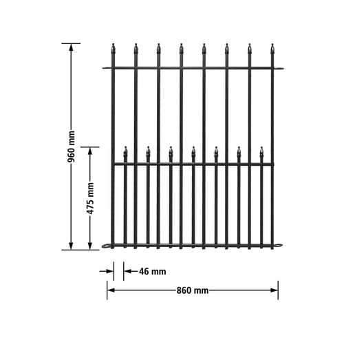 Peak 860mm Black Steel No-Dig Fencing Sheffield Fence Panel - Bunnings ...