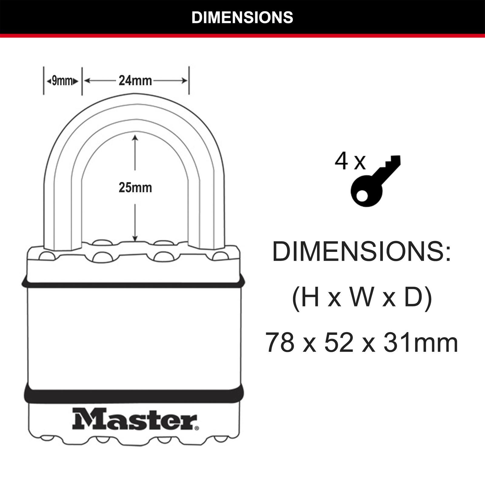 Master Lock 50mm Excell Padlock - 4 Pack - Bunnings Australia