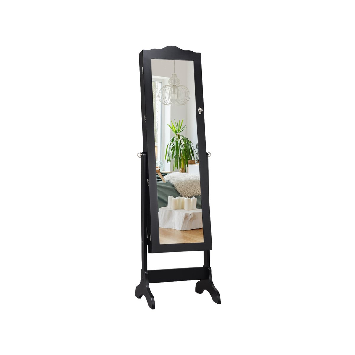 Costway Mirror Jewellery Stand Velvet Surface Inside Black - Bunnings ...