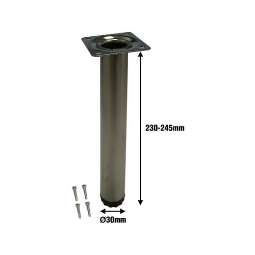 Adoored 30 x 230mm Brushed Nickel Round Table Leg - Bunnings Australia