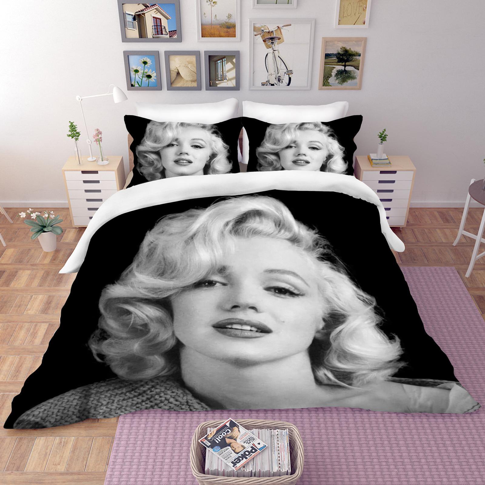 3D Black White Marilyn Monroe Quilt Cover Set Bedding Set Duvet Cover ...