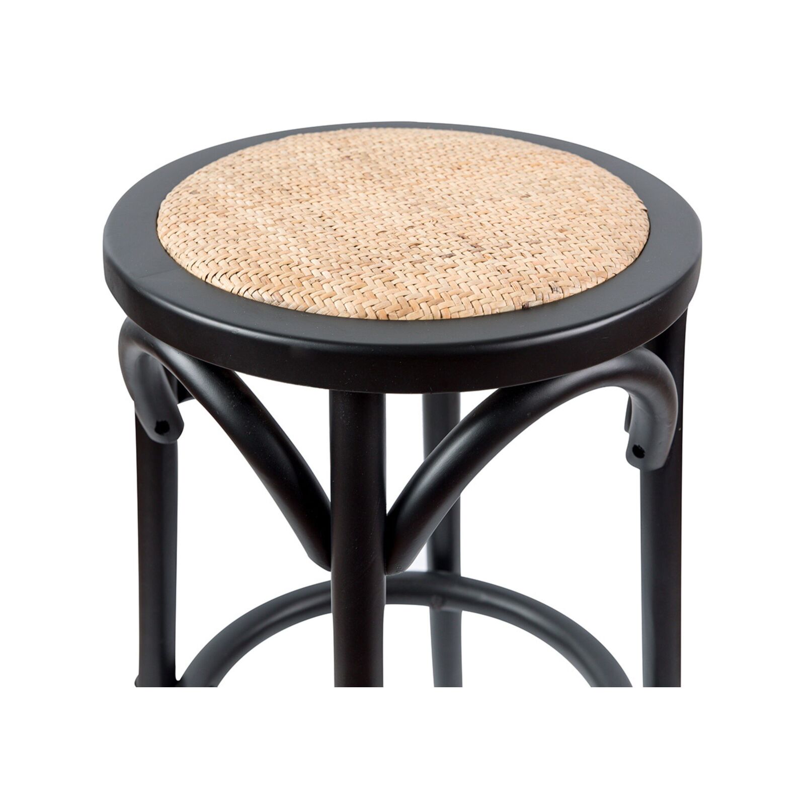 Aster 4pc Round Bar Stools Dining Stool Chair Solid Birch Wood Rattan ...