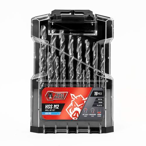 Full Boar 19 Piece HSS M2 Drill Bit Set - Bunnings Australia