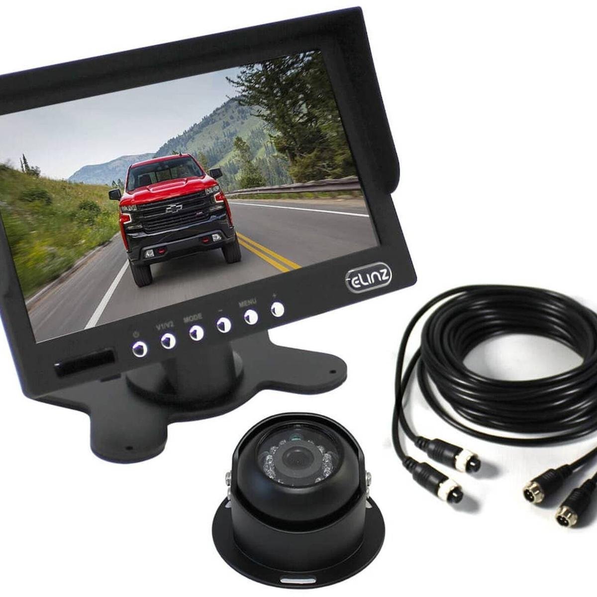 Elinz 7" Monitor HD 12V/24V Reversing CCD Eyeball Camera (BLACK) Truck ...