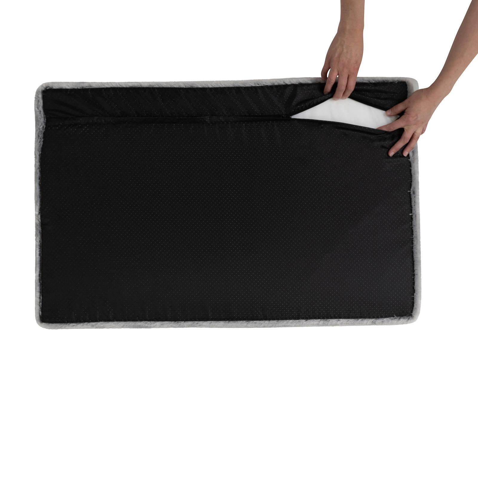 Baxter Bone Grey Faux Fur Plush Removable Cover Crate Mat - Large ...