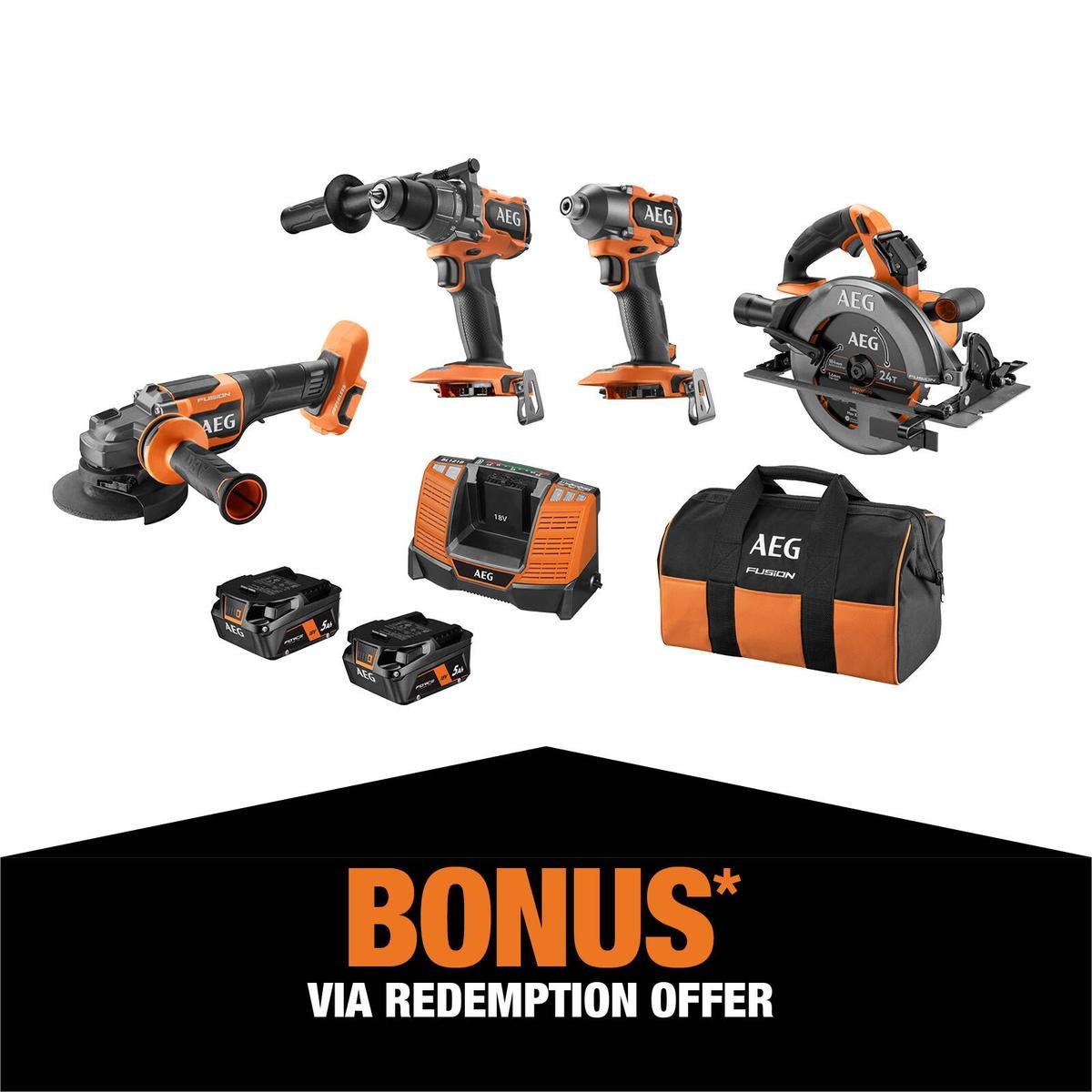 AEG 18V FUSION 4-Piece 5.0Ah FORCE Kit - Bunnings Australia