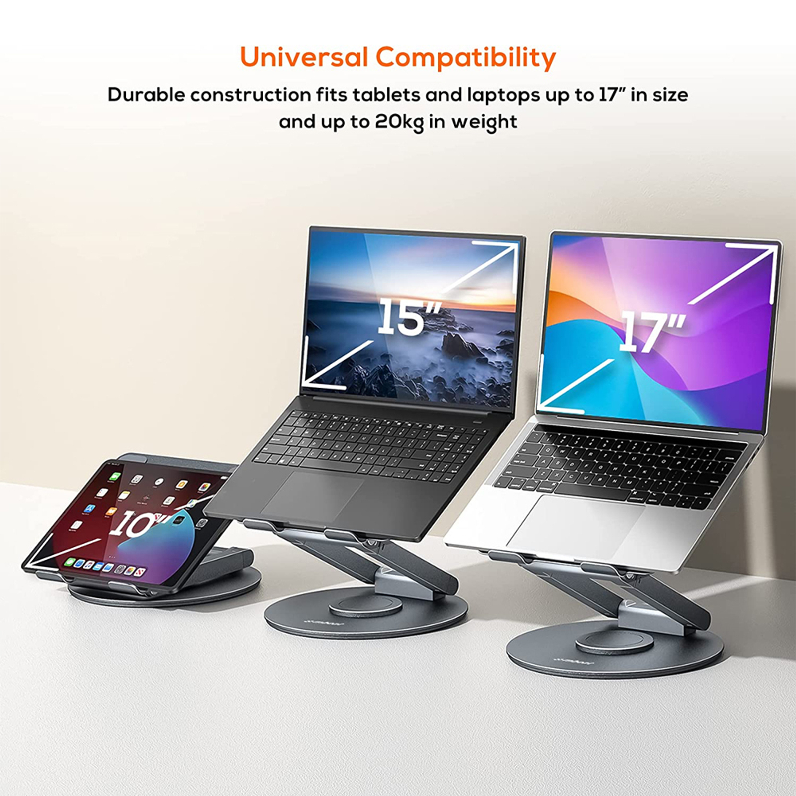 mBeat 360 Degrees Rotating Laptop Stand w/ Height Adjustment Space Grey ...