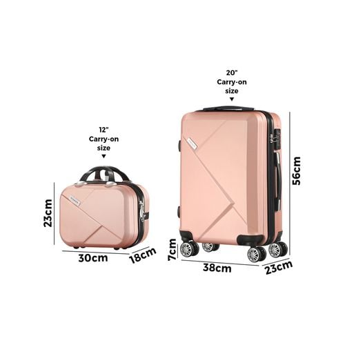 Mazam 2PCS Luggage Suitcase Set TSA Lock Pink - Bunnings Australia