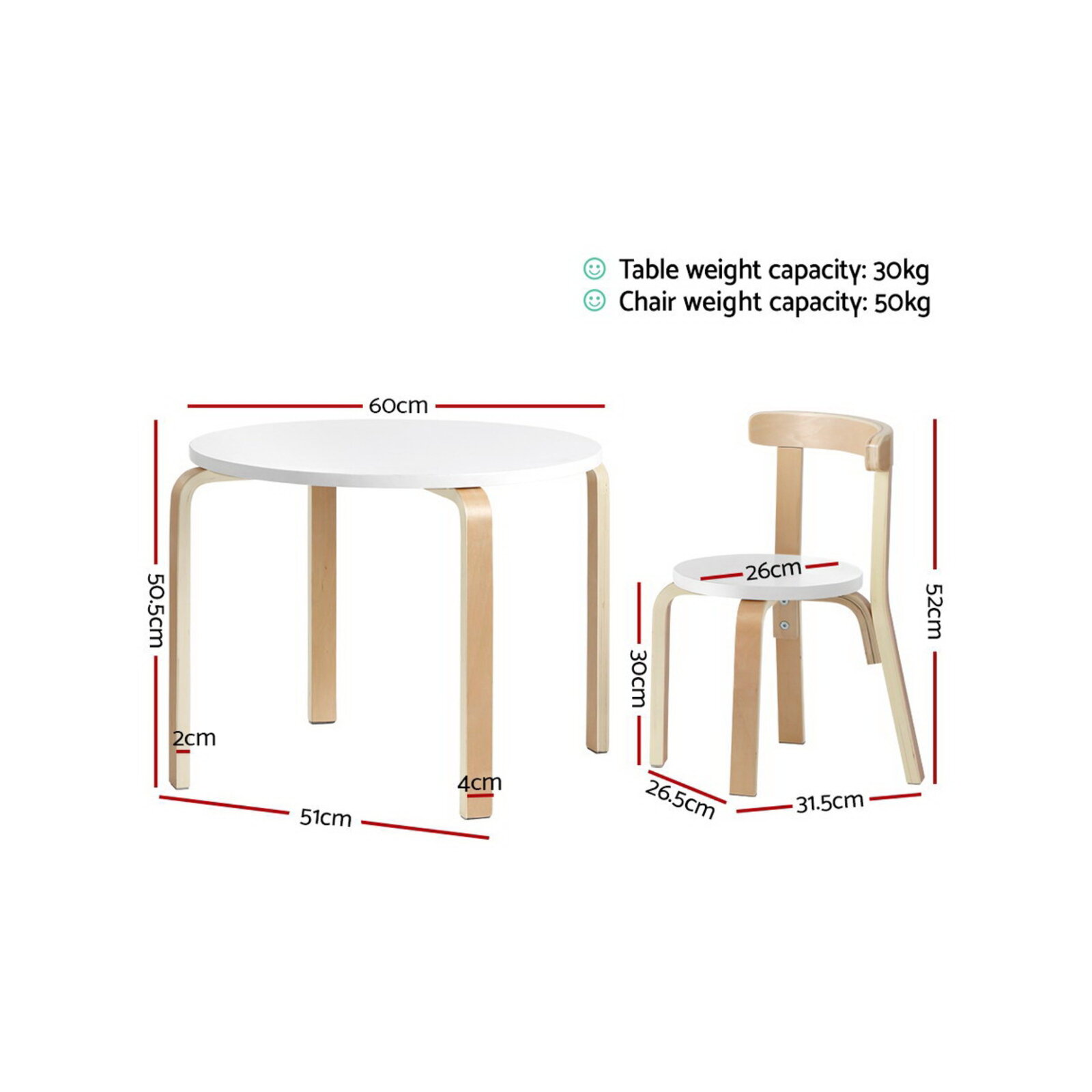3 Piece Set Kids Activity Table and Chairs Toy Play Desk - Bunnings ...