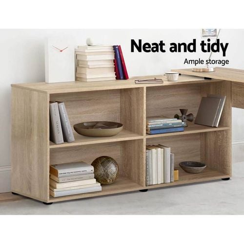 Artiss Office Computer Desk Corner Study Table Workstation Bookcase ...