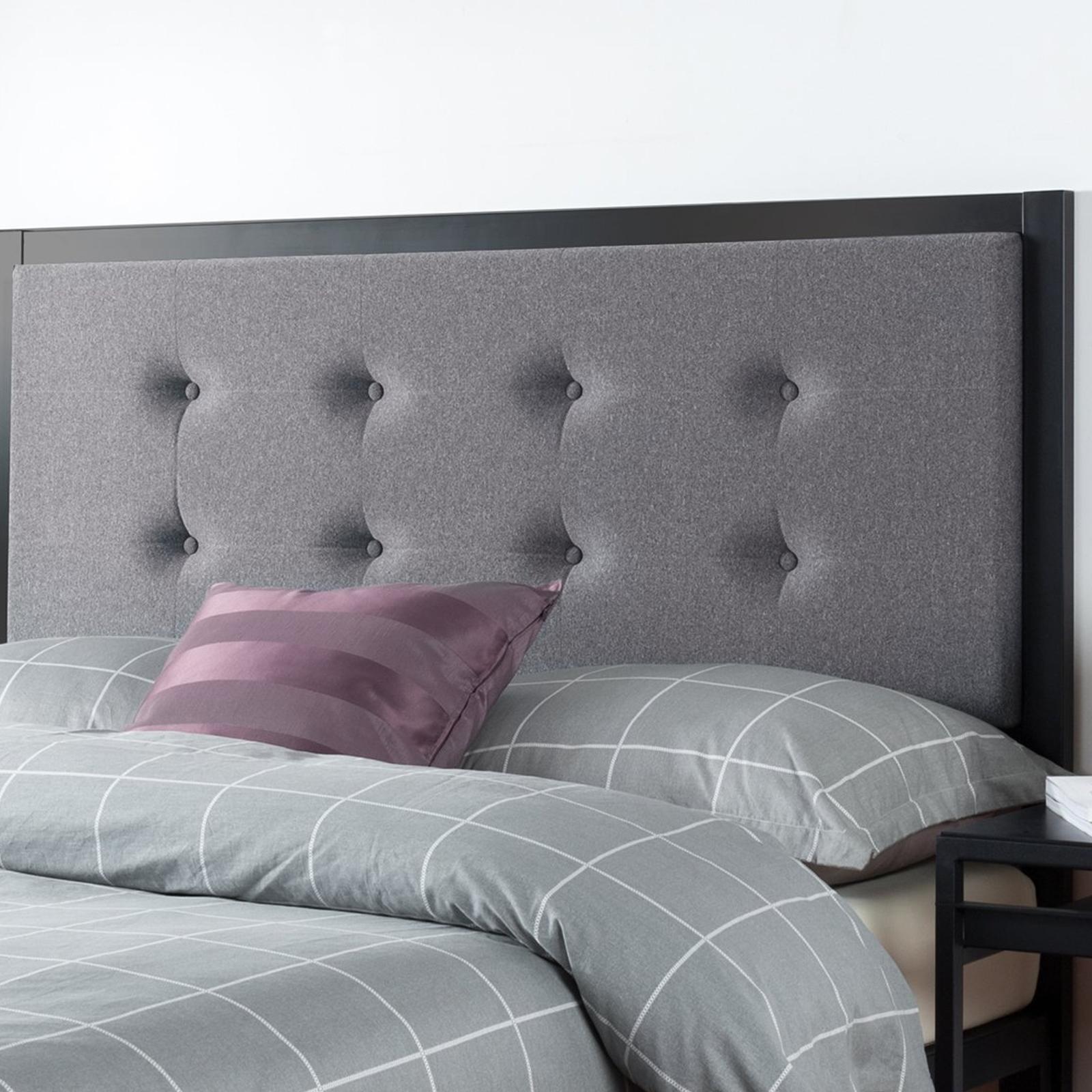 Zinus Barbara Grey Button Tufted Upholstered Metal Headboard - Bunnings ...