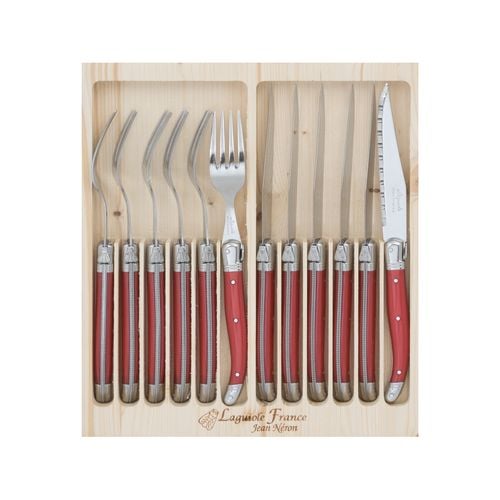 12pc Cutlery Set - Made in France - Red - Bunnings Australia