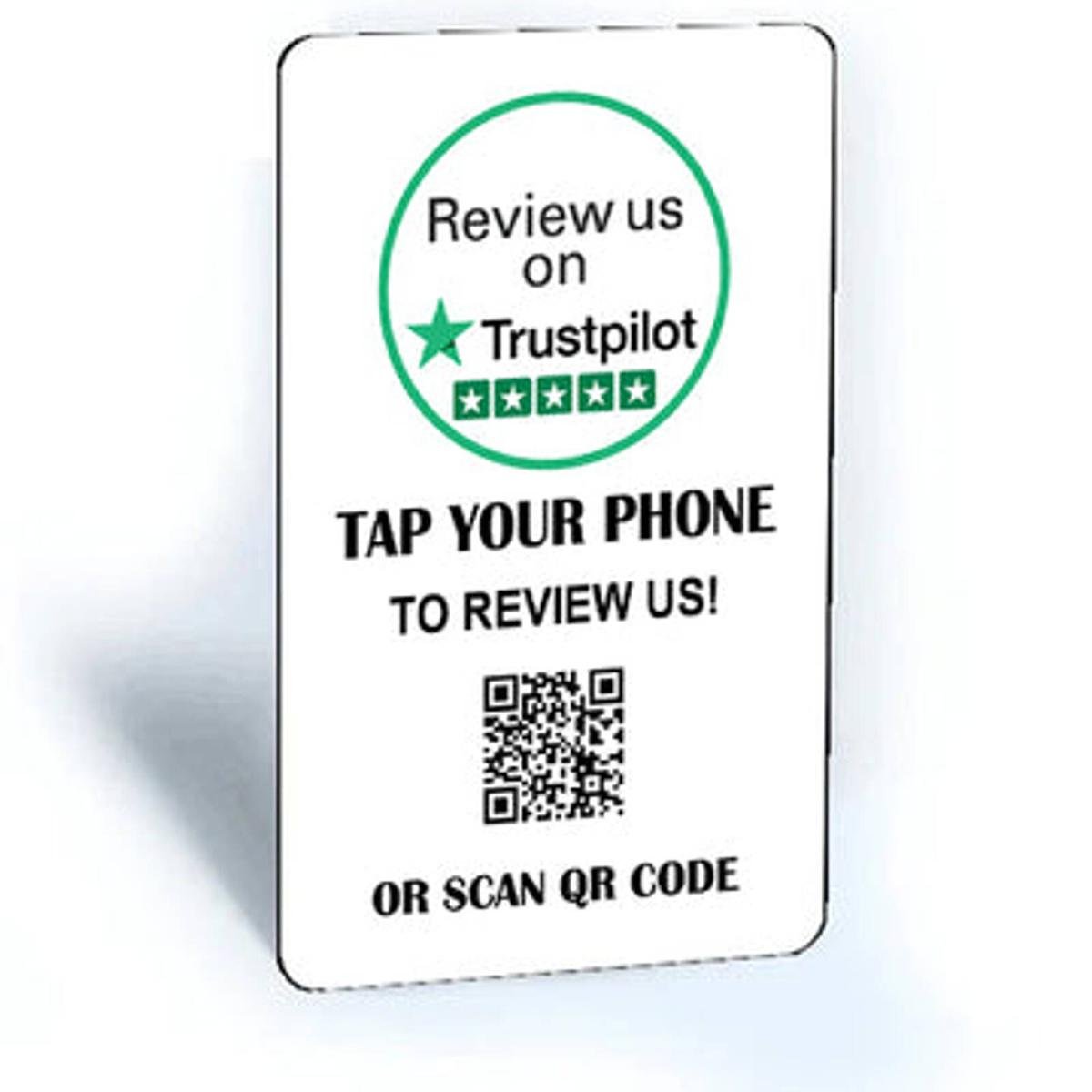 Tap and Share Contactless Smart NFC 'Review us on Trustpilot' Card + QR ...